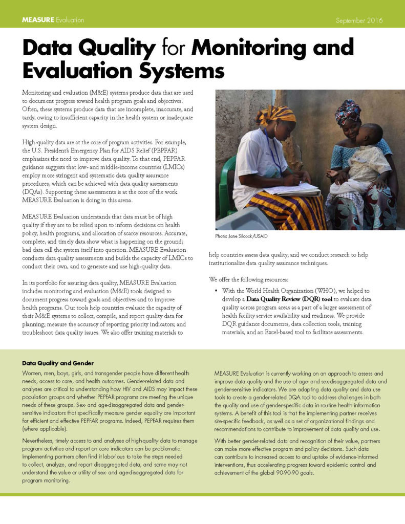 Data Quality For Monitoring And Evaluation Systems Dataforimpactproject