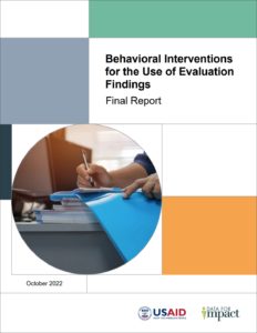 Behavioral Interventions for the Use of Evaluation Findings: Final Report - DataForImpactProject