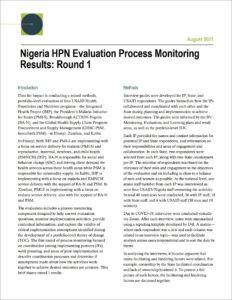 2021 Nigeria HPN Evaluation Process Monitoring Results: Round 1 ...