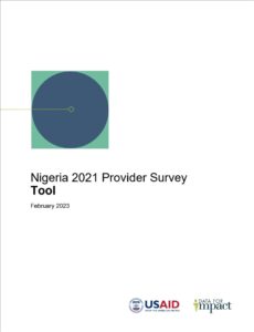 Nigeria Health, Population, and Nutrition Multi-Activity Evaluation 2021 Provider Survey Tool ...