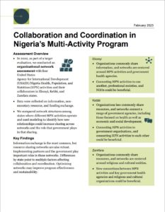 Collaboration and Coordination in Nigeria’s Multi-Activity Program - DataForImpactProject