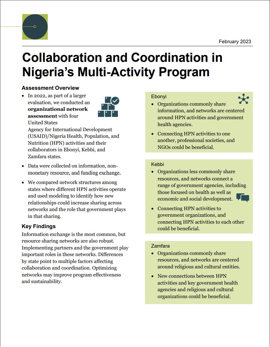 Collaboration And Coordination In Nigeria s Multi Activity Program