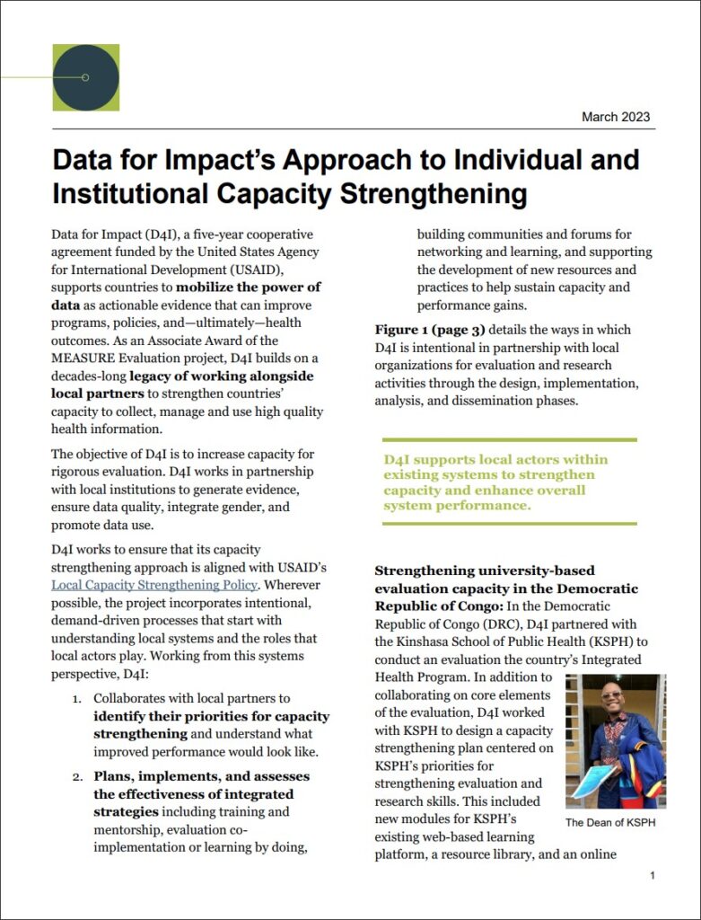 Data for Impact’s Approach to Individual and Institutional Capacity ...