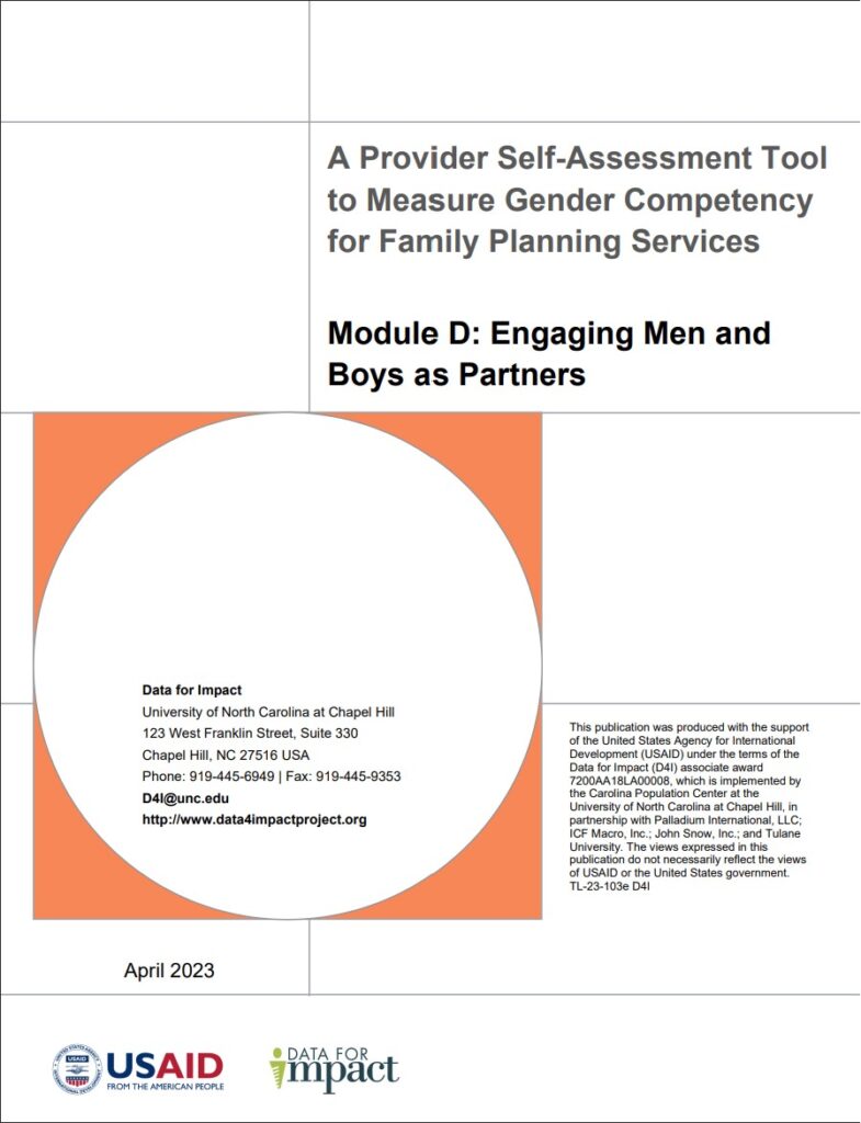 Gender Competency Tool Module D: Engaging Men and Boys as Partners ...