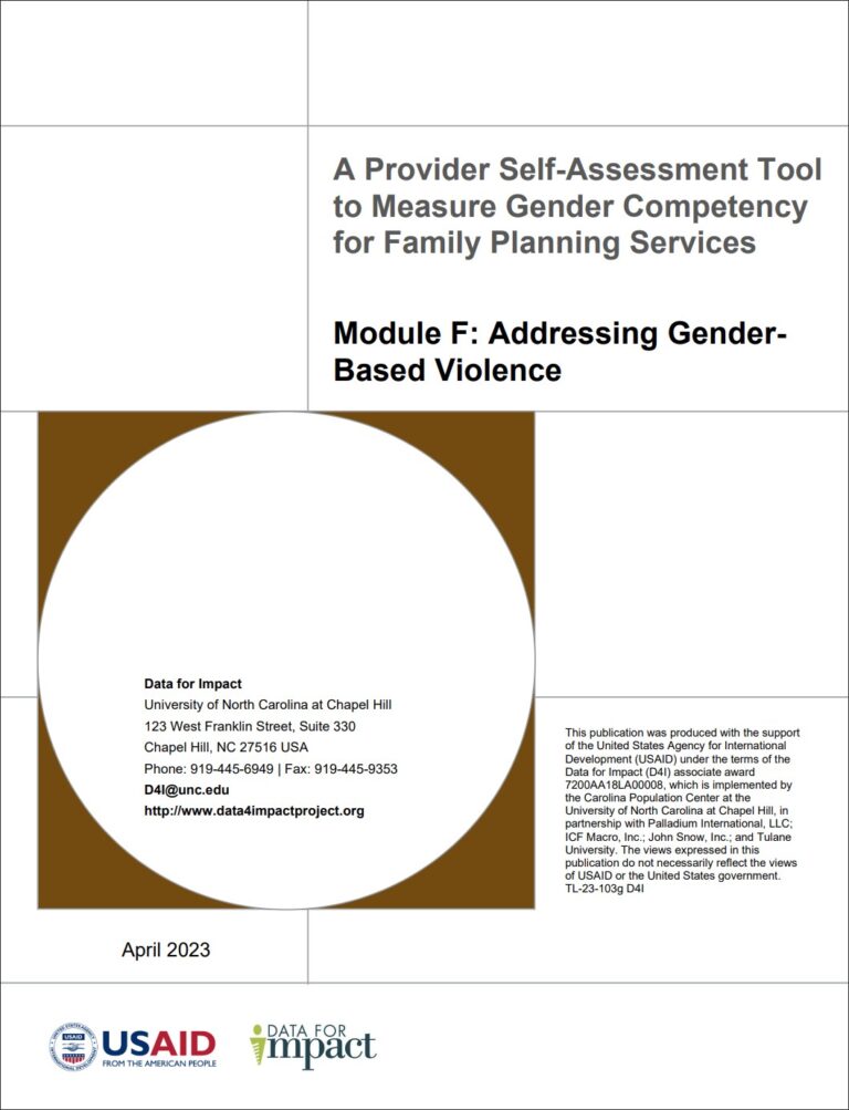 Gender Competency Tool Module F Addressing Gender Based Violence