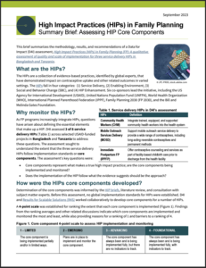 High Impact Practices (HIPs) in Family Planning Summary Brief ...