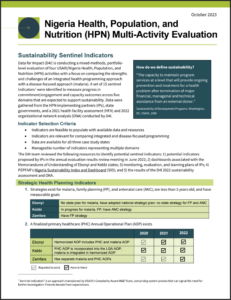 Nigeria Health, Population, and Nutrition (HPN) Multi-Activity Evaluation: Sustainability ...