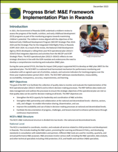 Progress Brief: M&E Framework Implementation Plan in Rwanda - DataForImpactProject