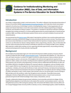 Guidance for Institutionalizing Monitoring and Evaluation (M&E), Use of Data, and Information ...
