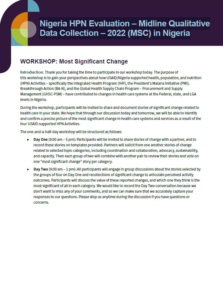 Nigeria HPN Evaluation – Midline Qualitative Data Collection – 2022 ...