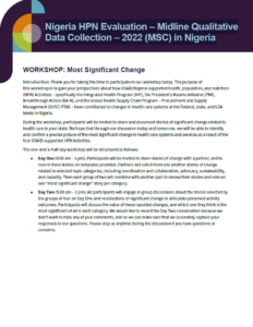 Nigeria HPN Evaluation – Midline Qualitative Data Collection – 2022 (MSC) in Nigeria ...