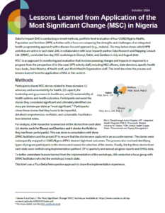 Lessons Learned from Application of the Most Significant Change (MSC) in Nigeria ...